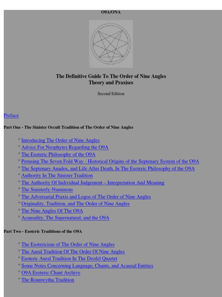 The Definitive Guide To The Order of Nine Angles Theory and Praxises ...
