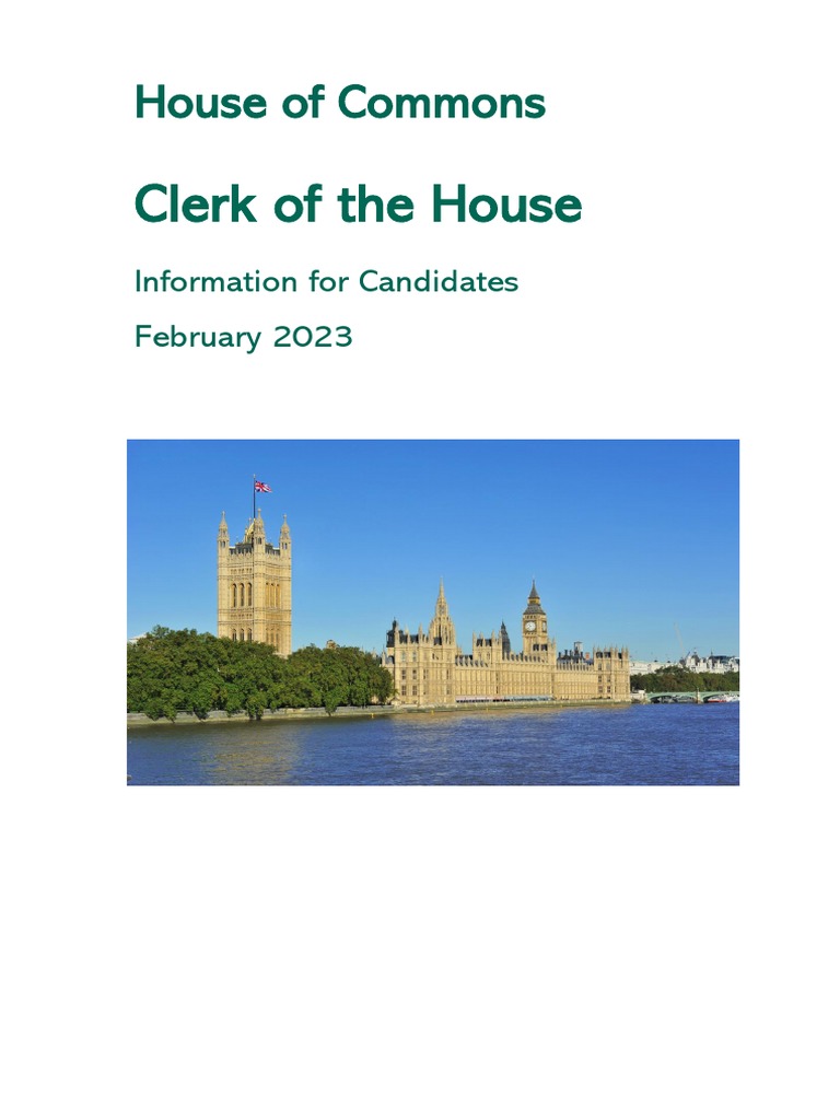 Clerk of The House Candidate Pack 2023 | PDF | House Of Commons Of The ...