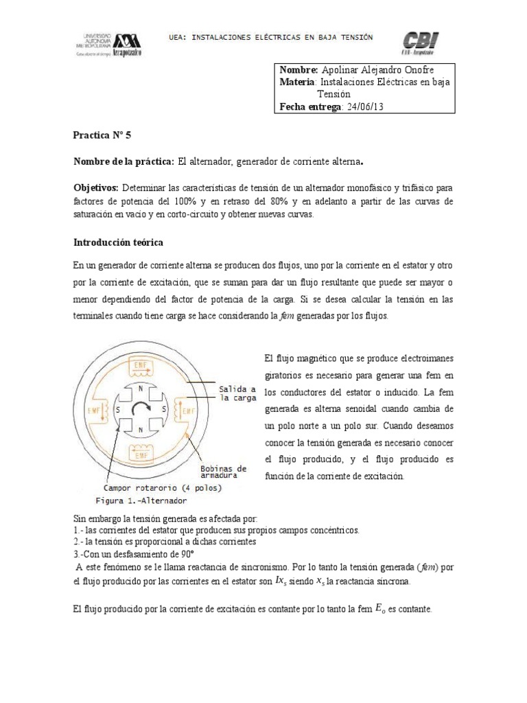 Practica 1 IBT | PDF | Corriente eléctrica | Energia electrica