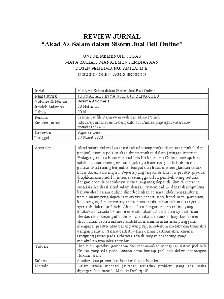 Agus Setiono Review Pemb | PDF