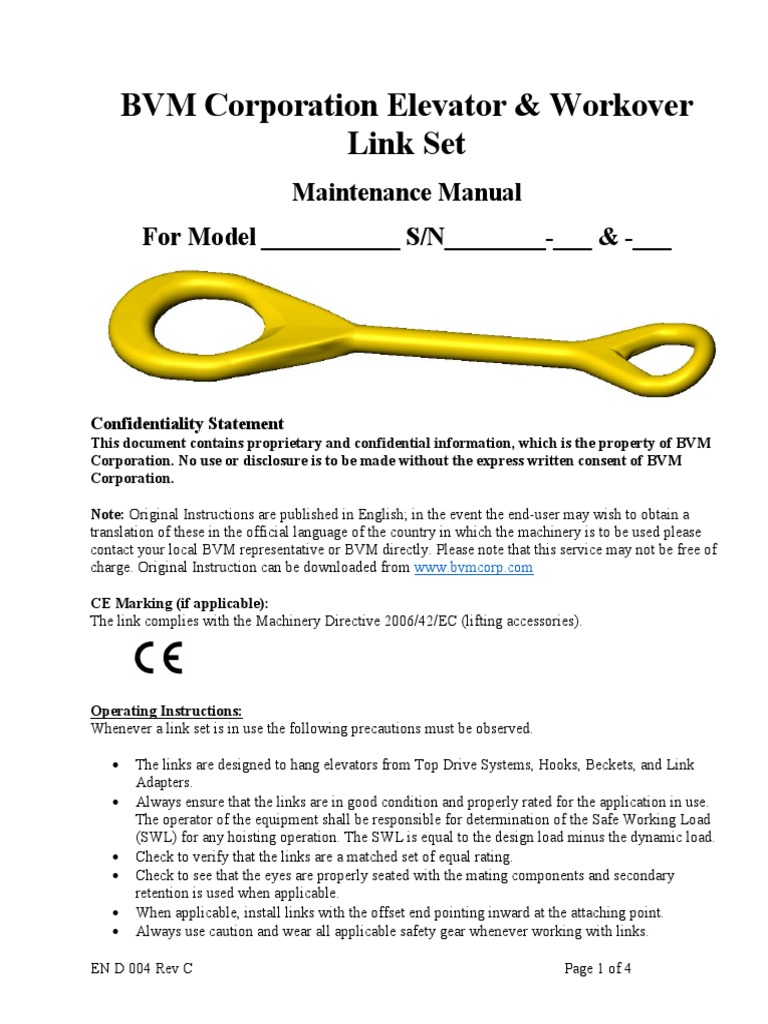 BVM Elevator & Workover Link Manual | PDF | Wear | Elevator