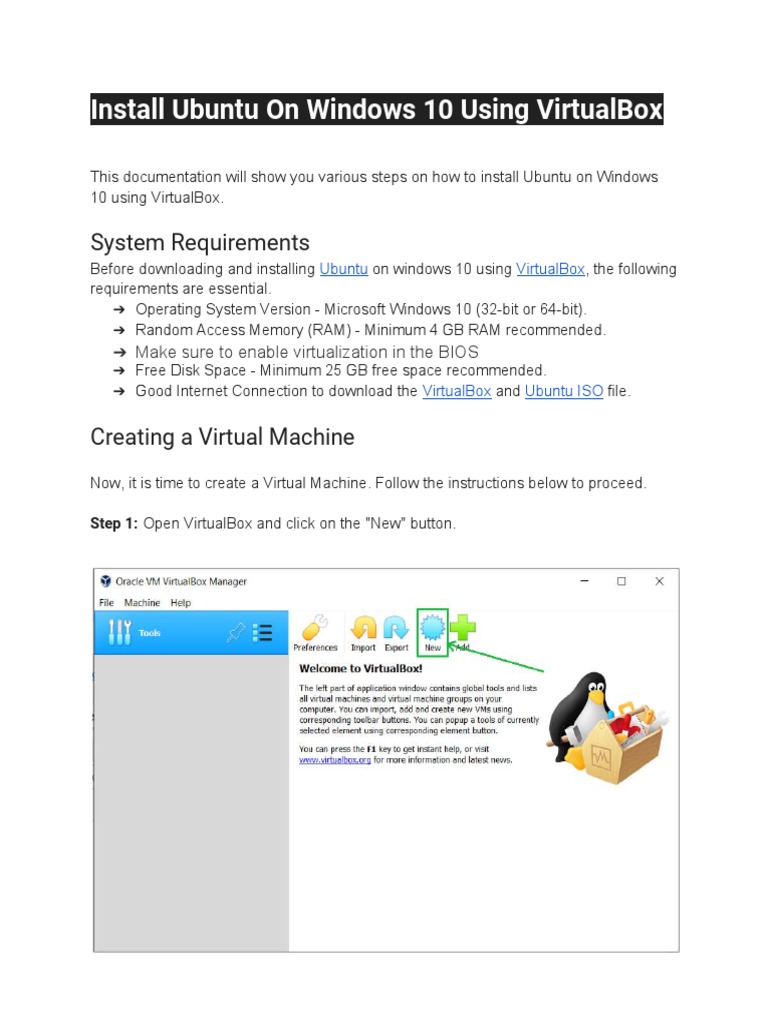 Install Ubuntu on Windows 10 Using VirtualBox | PDF | Ibm Pc ...