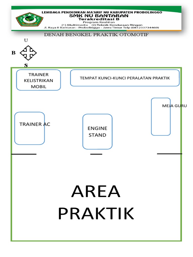 Denah Tata Letak Ruang Praktik TKR | PDF