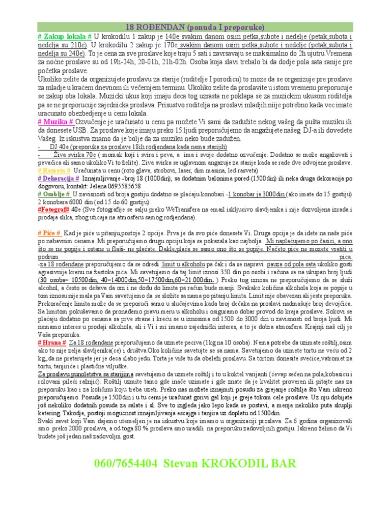 18 Rodjendan Ponuda 2023 1 | PDF