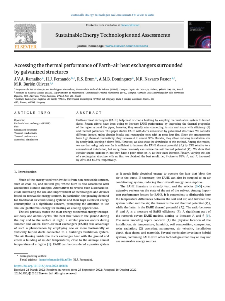 Accessing The Thermal Performance of Earth-Air Heat Exchangers ...