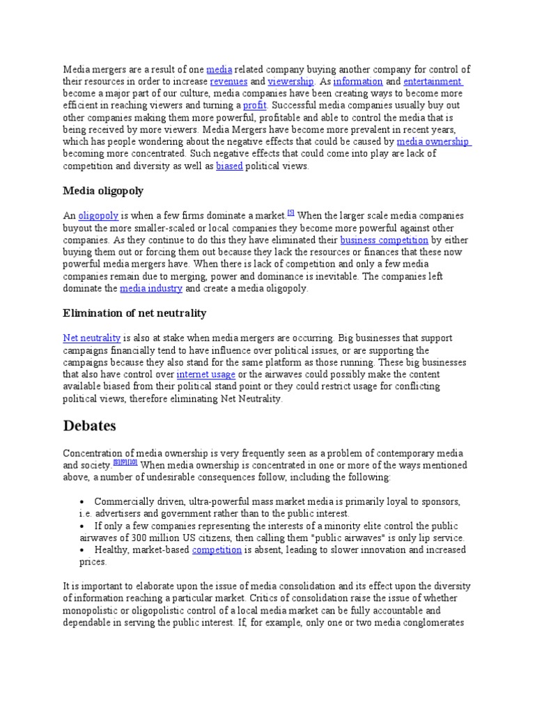 Oligopoly in Media | PDF | Broadcasting | Communication
