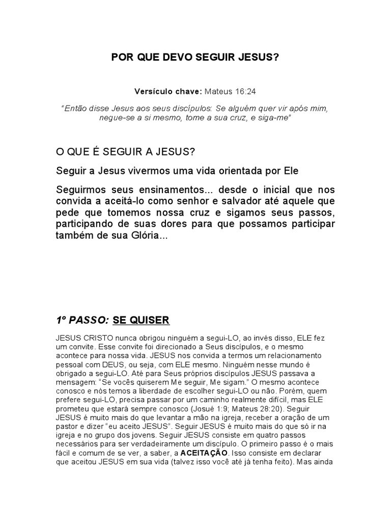 Seguir Jesus - Por Que | PDF | Jesus | Deus