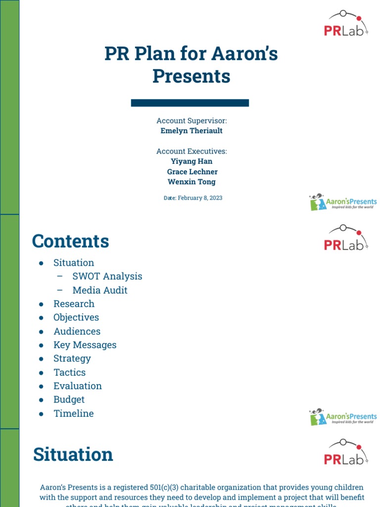 PR Strategy for Aaron's Presents 2023 | PDF | Social Media | Popular ...