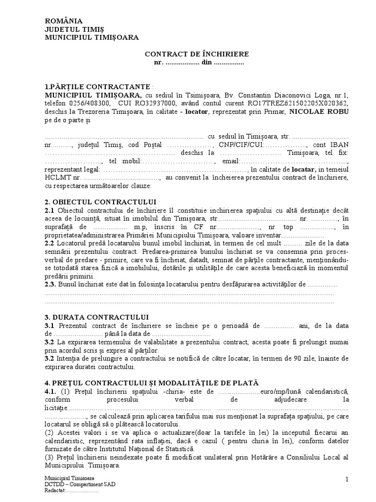 Anexa Nr. 3 - Model Contract Cadru | PDF