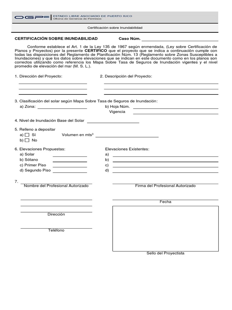 Certificación Sobre La Inundabilidad OGPE PR | PDF