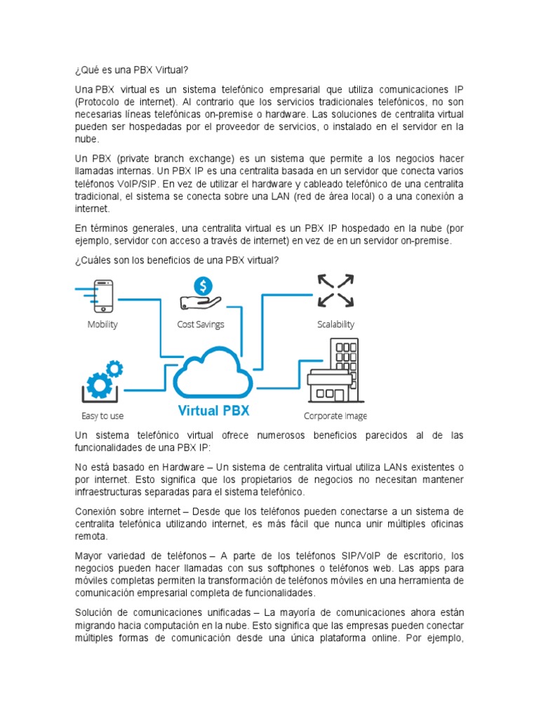 Qué Es Una PBX Virtual | PDF | Internet | Voz sobre IP