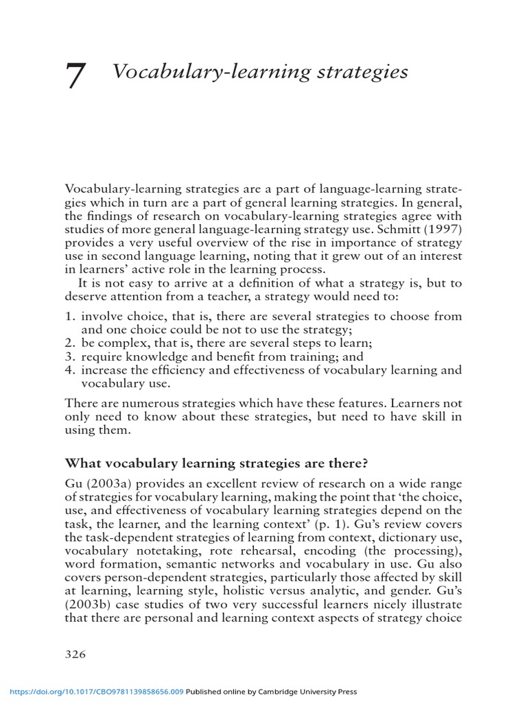 What Vocabulary Learning Strategies Are There? | PDF | Vocabulary ...