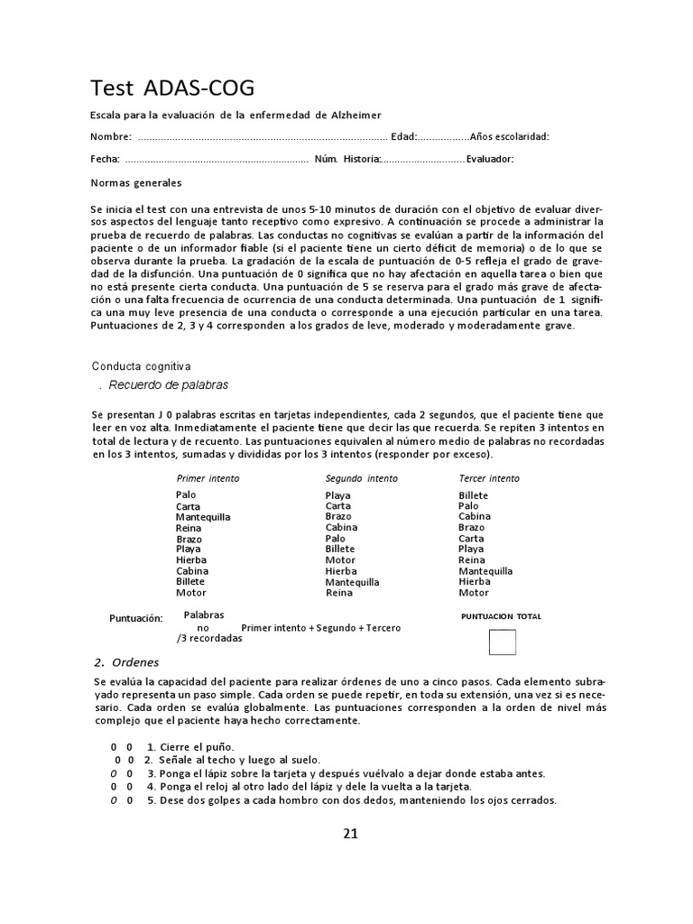 Test Adas-Cog | PDF