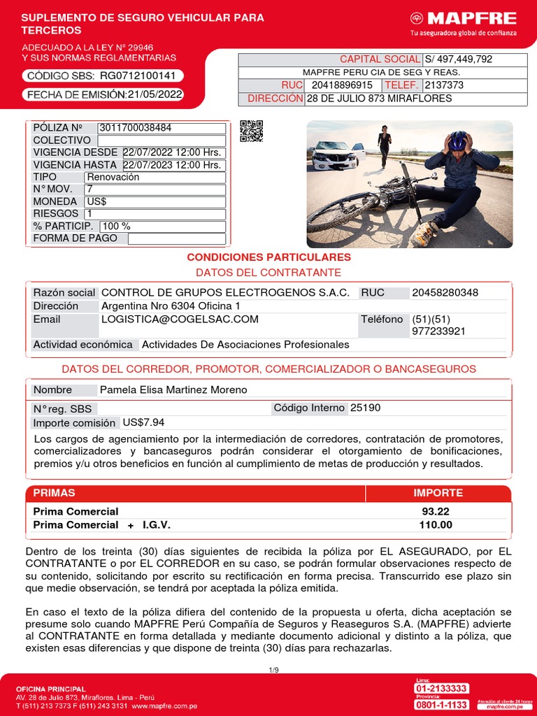 Seguro Vehicular MAPFRE 2022-2023 | PDF | Seguro | Servicios financieros