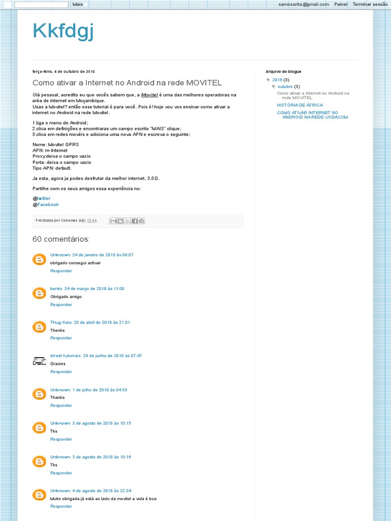 Ativação da Internet Movitel no Android | PDF | Redes de computadores ...
