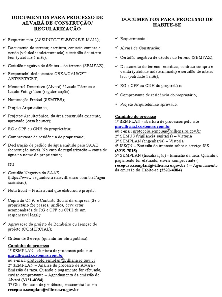 Processo de Alvará e Habite-Se | PDF