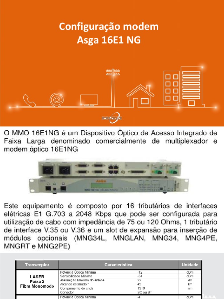 Configuração do Modem Asga 16E1 | PDF