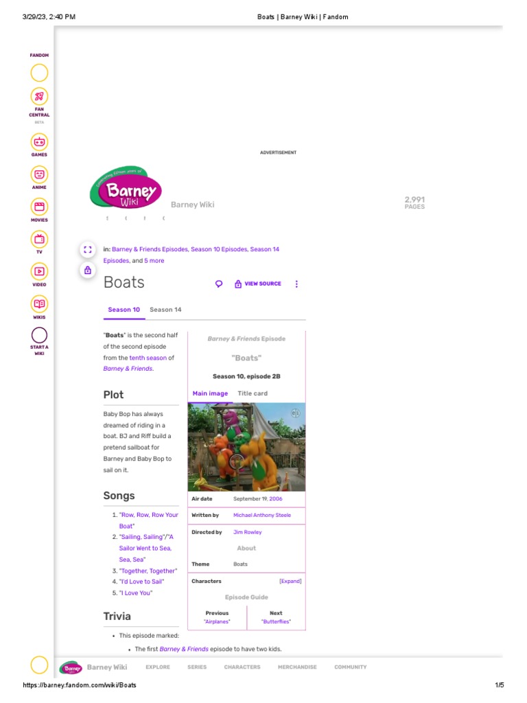 Barney & Friends S10E2B: Boats | PDF | Fandom