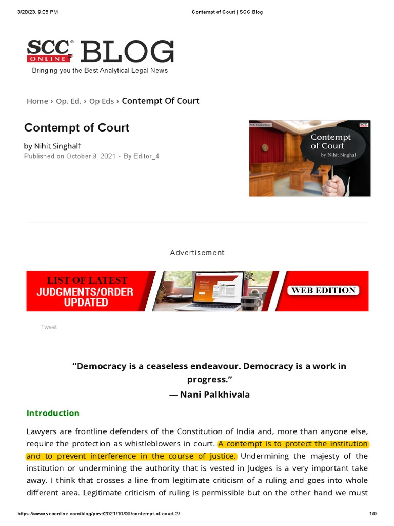 Contempt of Court - SCC Blog | PDF | Defamation | Contempt Of Court