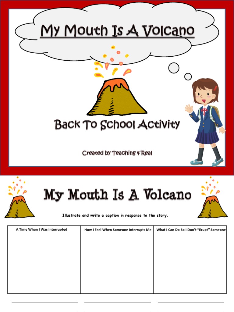 My Mouth Is AVolcano Back To School Activity | PDF