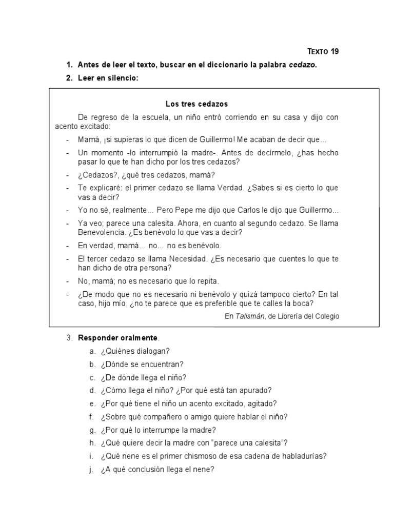 T 19 1. Antes de Leer El Texto, Buscar en El Diccionario La Palabra ...