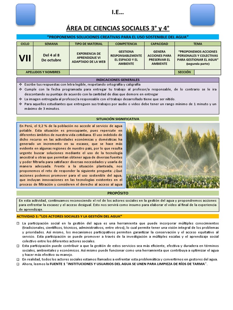 CCSS 3° 4° Sem. 3 - Eda 7 + | PDF | Agua | Sustentabilidad