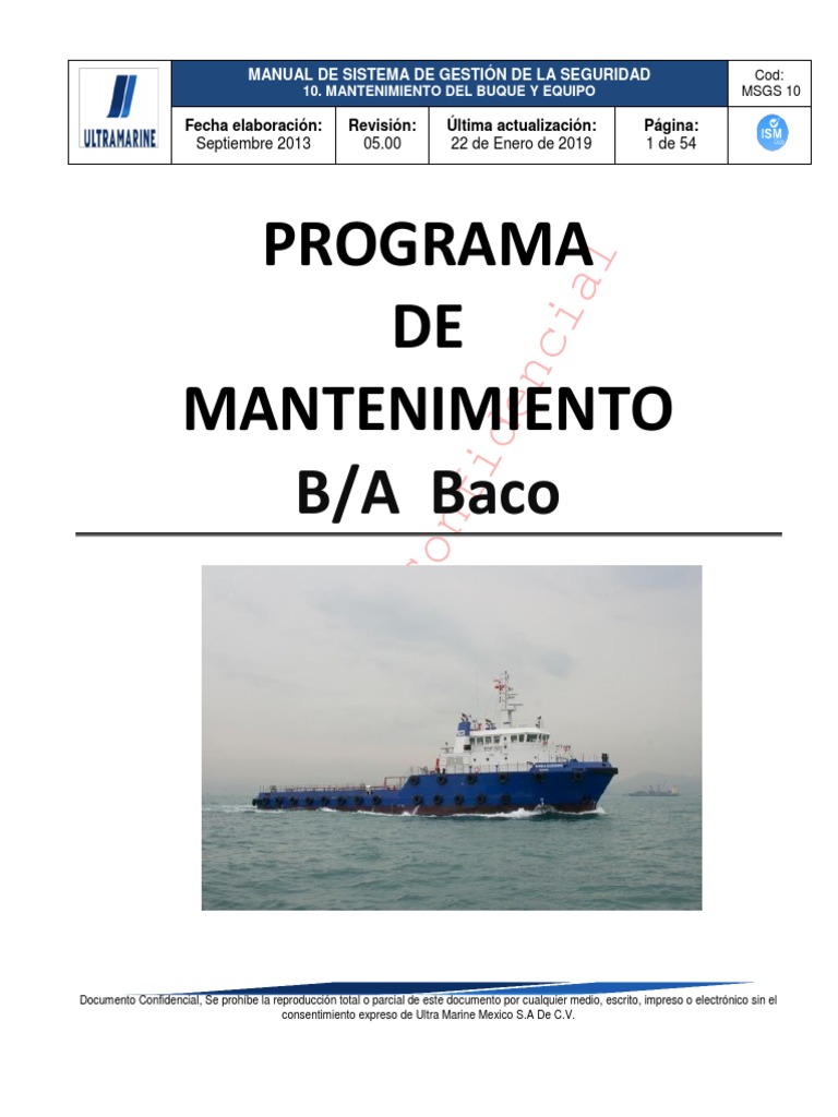 10 Programa de Mantenimiento Mantenimiento Del Buque y Equipo v5 | PDF | Buques | Bienes ...