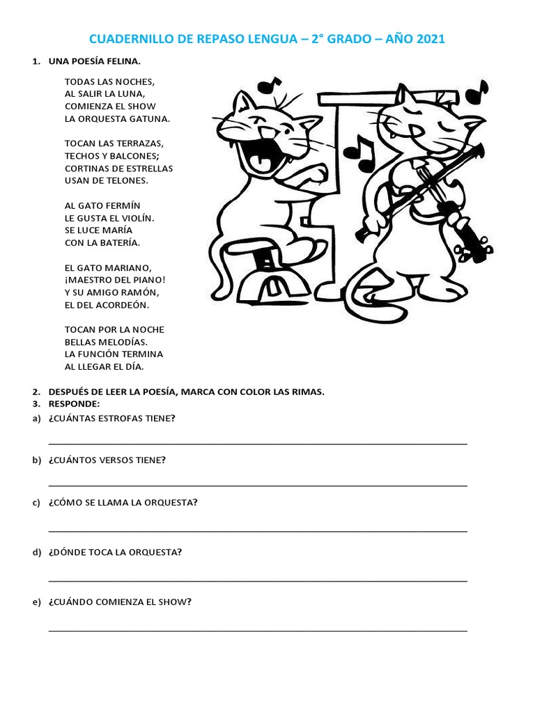 Cuadernillo de Repaso Lengua 2° Grado | PDF | Lingüística