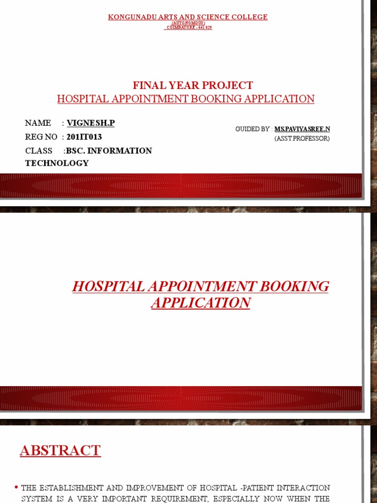 Hospital Appointment Booking Application: Final Year Project | PDF | User (Computing) | Login