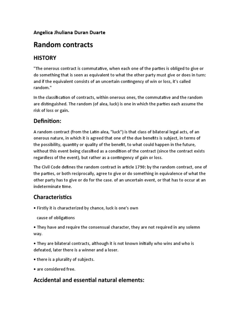 Random Contracts: History | PDF | Insurance | Randomness