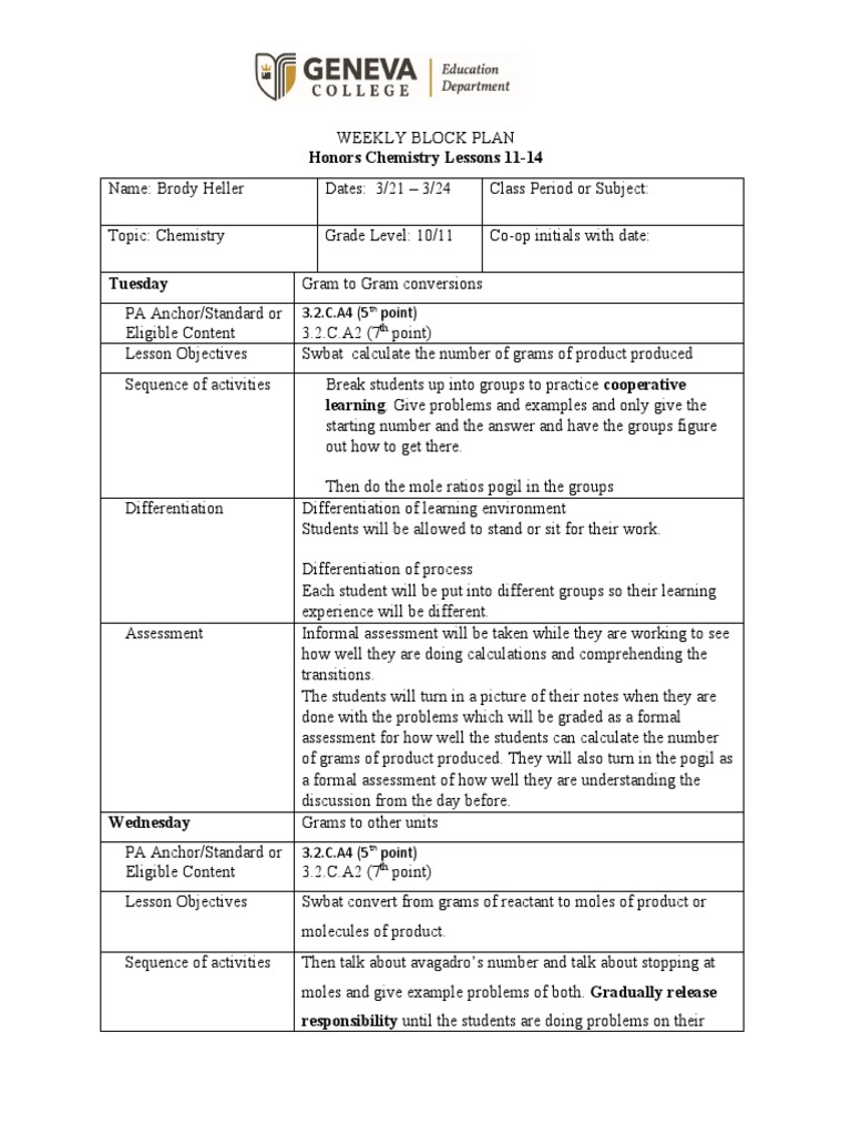Honors Chem Lessons 11-14 | PDF | Change | Physical Sciences