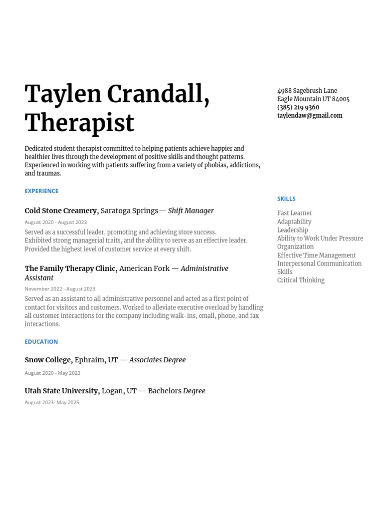 Therapist Profile: Taylen Crandall | PDF