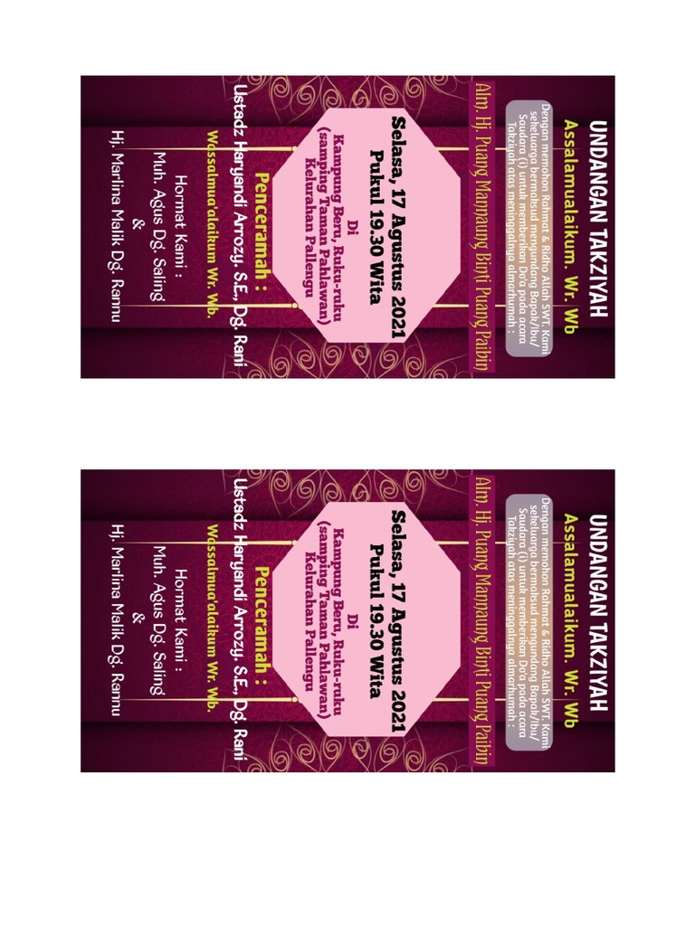 Undangan Tauziah | PDF
