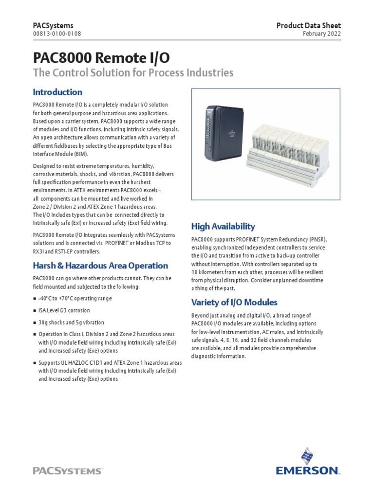 Product Data Sheet Pac8000 Emerson en 6156702 | PDF | Programmable Logic Controller | Input/Output