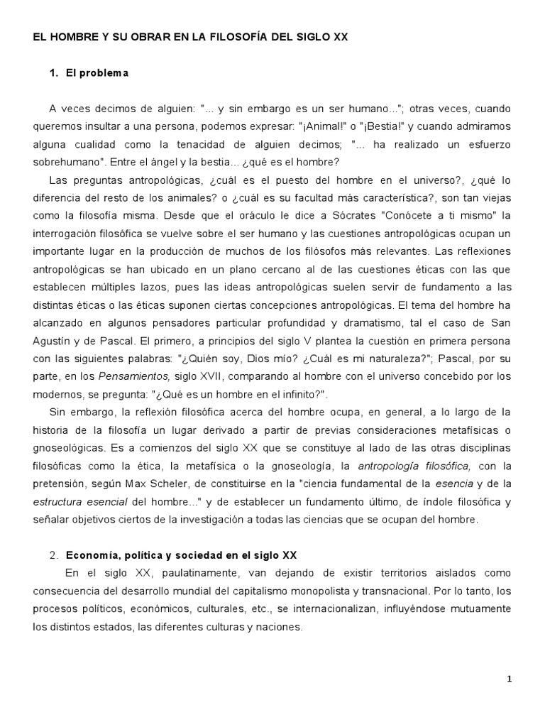 El Hombre y Su Obrar en La Filosofía Del Siglo XX | PDF | Martin ...