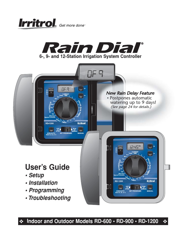 Irritrol Rain Dial Indoor and Outdoor Models RD-600 - RD-900 - RD-1200 ...