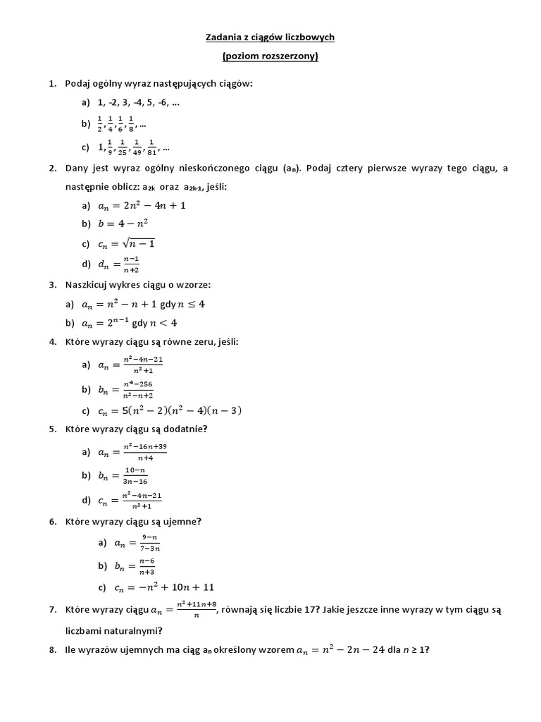 Ciagi Szeregi Liczbowe I Granice PR | PDF