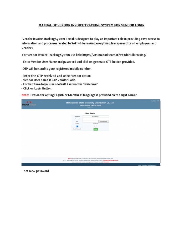 Dokumen - Tips - Manual of Vendor Invoice Tracking System For Vendor | PDF | Invoice | Password