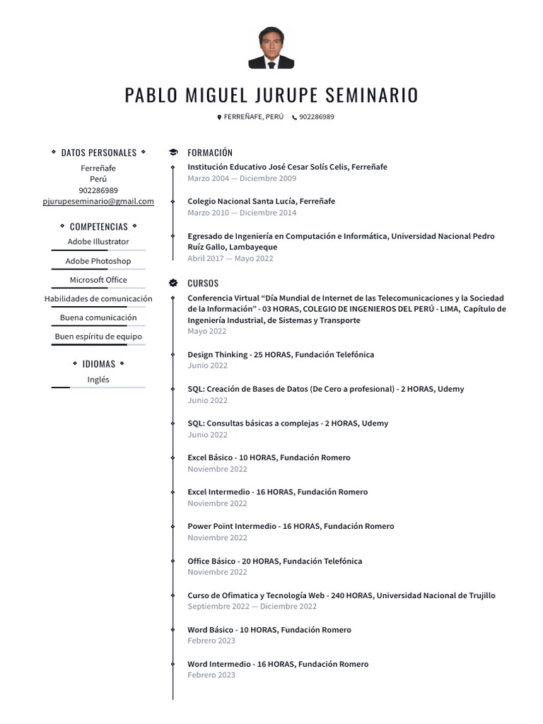 CV Pablo | PDF | Perú | Software de la aplicacion