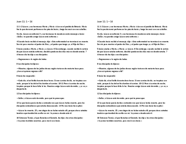 Juan 11 | PDF | Lázaro De Betania