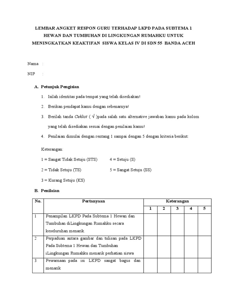 Angket Respon Guru | PDF