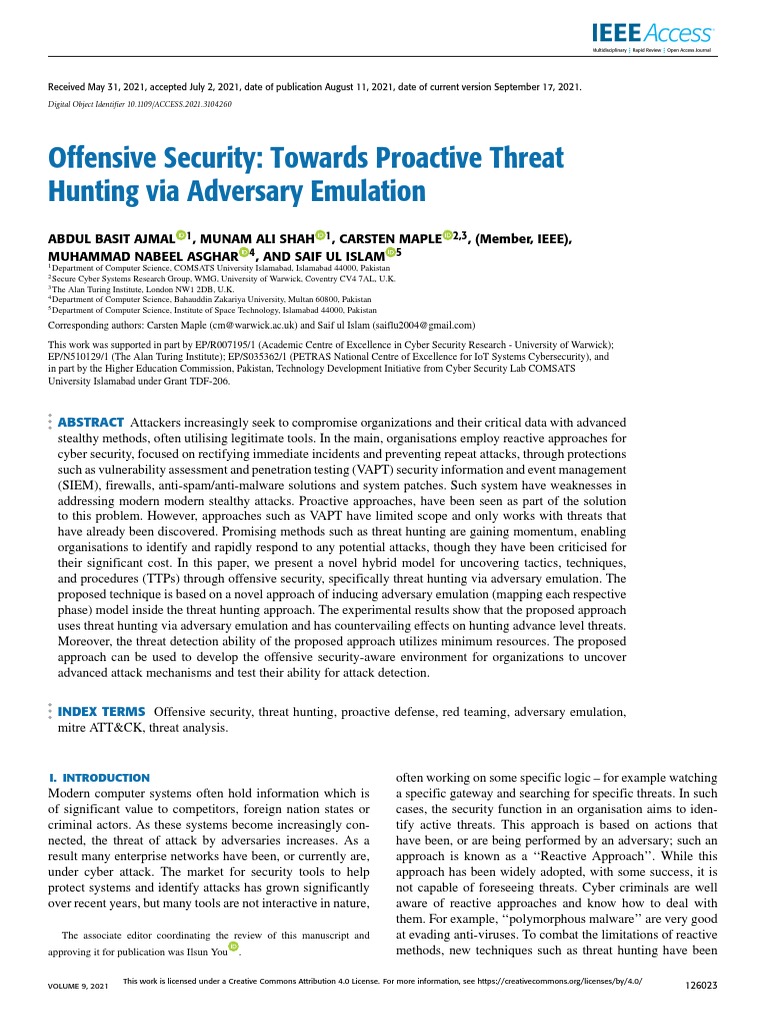 Offensive Security Towards Proactive THR | PDF | Security | Computer Security