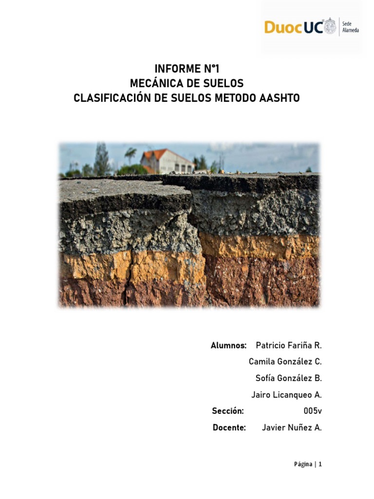 Informe Mecanica de Suelos AASHTO | PDF | Mecánica de suelos | Materiales
