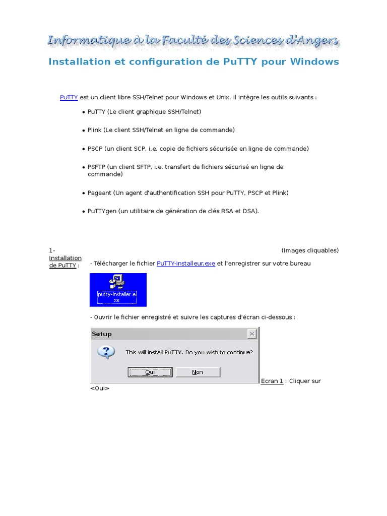 Installation et configuration de PuTTY | PDF