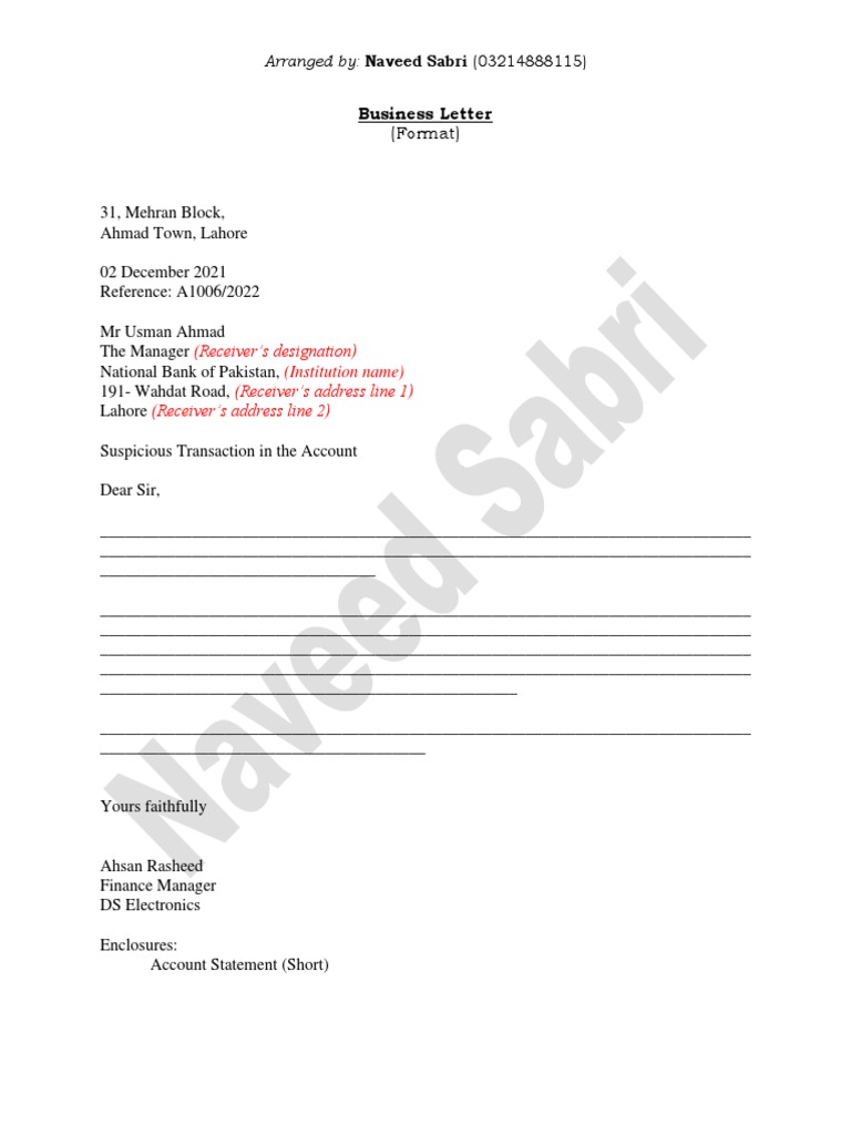 Format - Business Letter | PDF