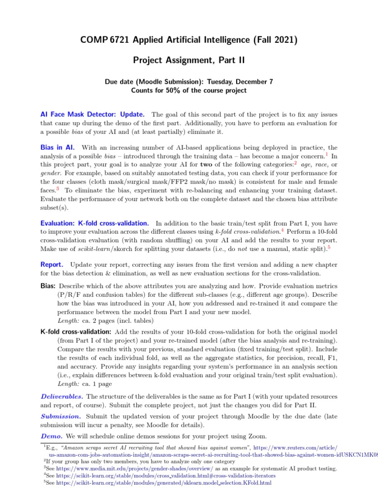 COMP 6721 Applied Artificial Intelligence (Fall 2021) Project Assignment, Part II | PDF | Cross ...