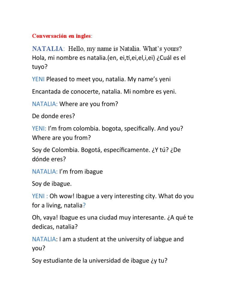 Conversación en ingles | PDF