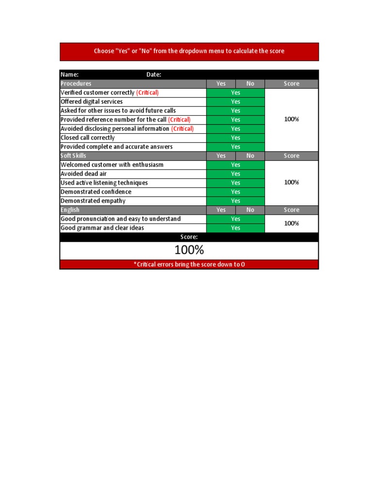 Score Card - Practice | PDF