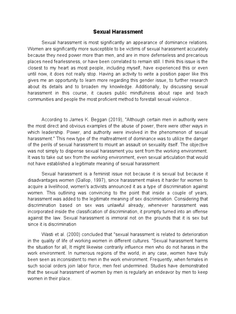 Position Paper | PDF | Sexual Harassment | Discrimination