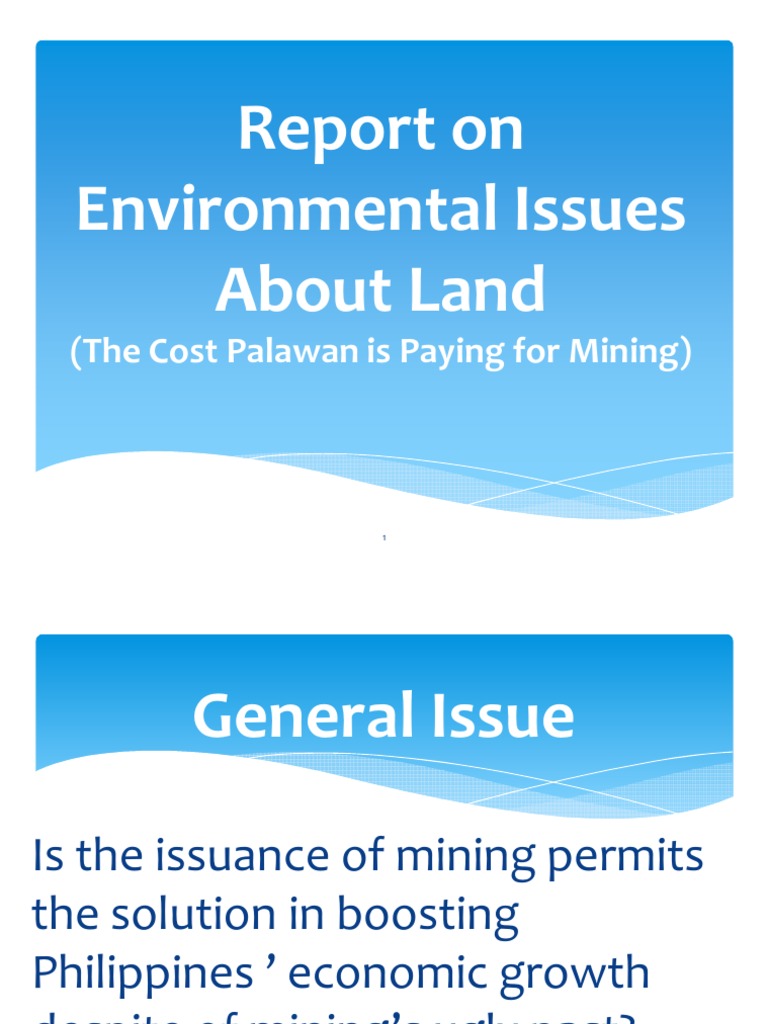 Report On Environmental Issues About Land: (The Cost Palawan Is Paying ...